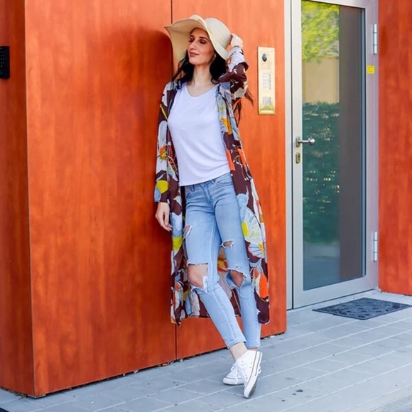 Nasty Gal | Tops | The Love Minus Zero Kimono Semi Sheer Chiffon Floral ...
